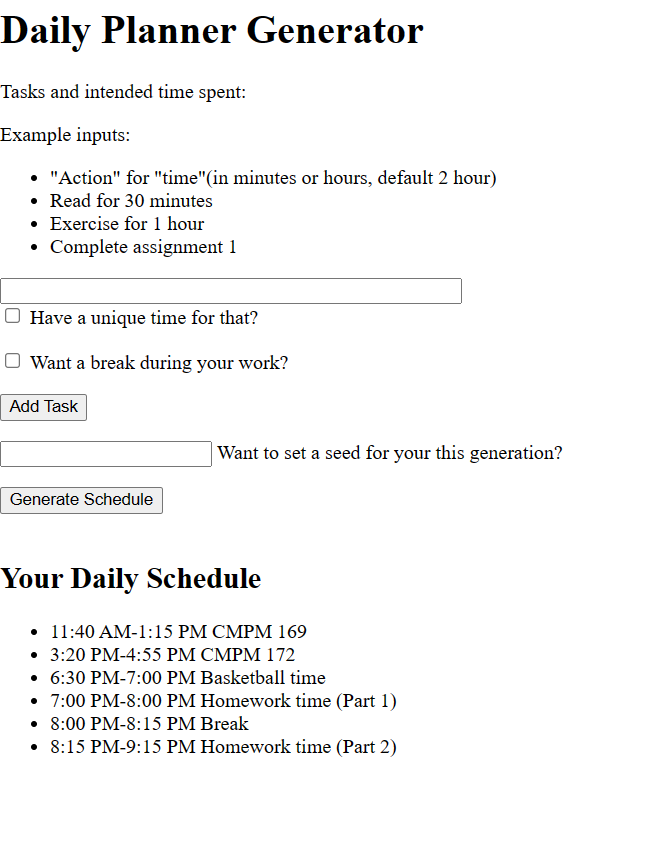 Daily Planner Generator